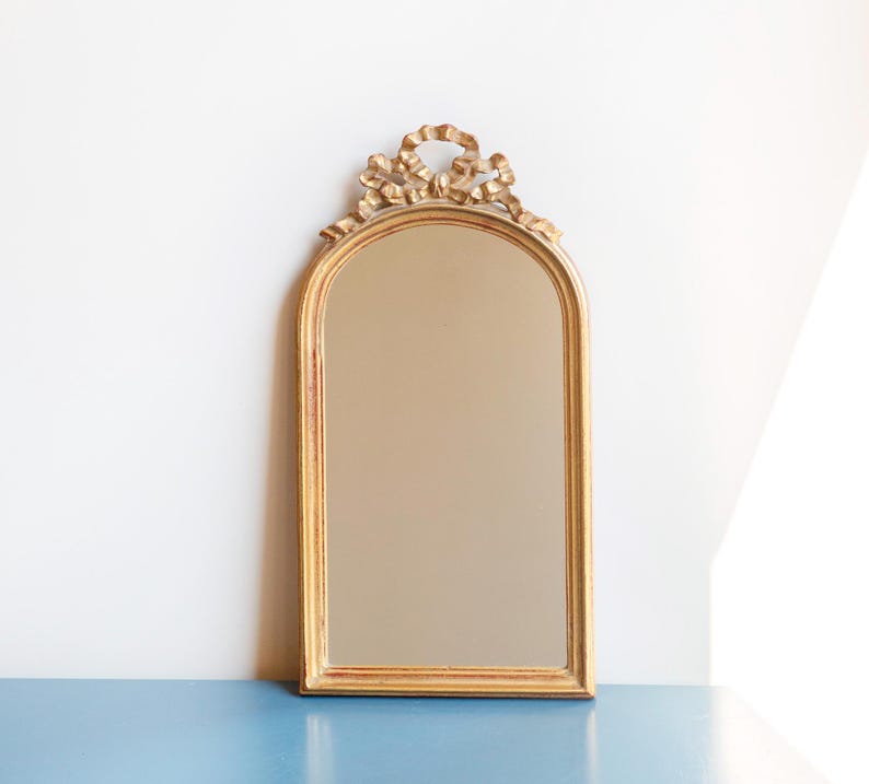 Golden Arch Mirror With Bow, Belgian Wooden Mirror, Deknudt, Baroque ...