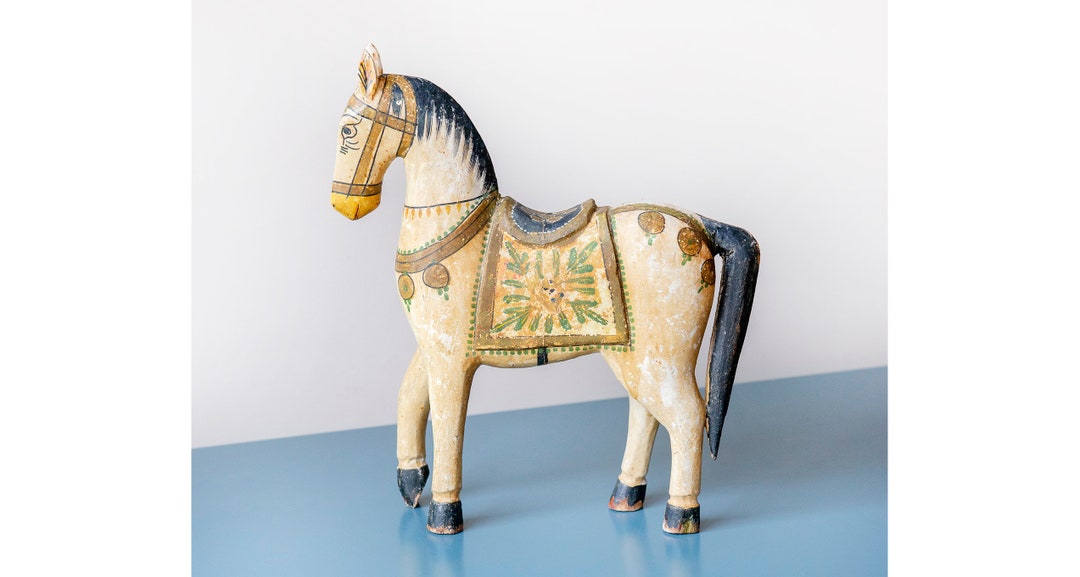 Antique Indian Ghodi Wedding Horse, Old Wooden Statue, Shabby Chic ...