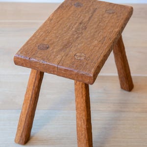 Antique Oak Stool, Wooden Farmers Stool, Hand Carved Plant Stand ...