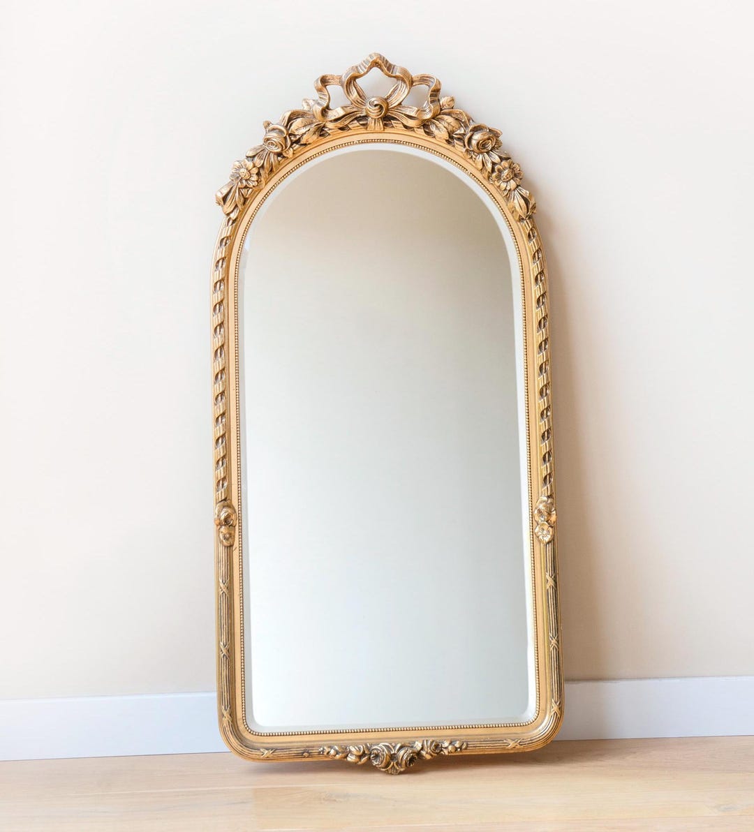 Large Golden Bow Mirror, Decorative Arch Mirror, Vintage Mantle Mirror ...