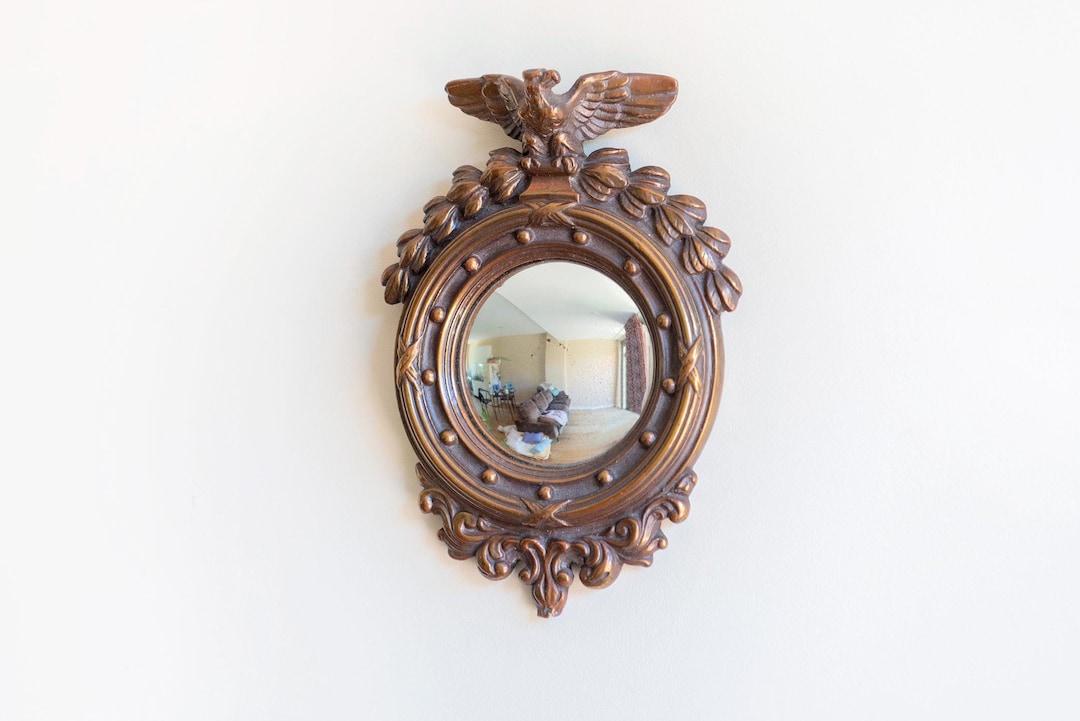 Convex Wall Mirror With Eagle, Small Round Butler Mirror, Old ...