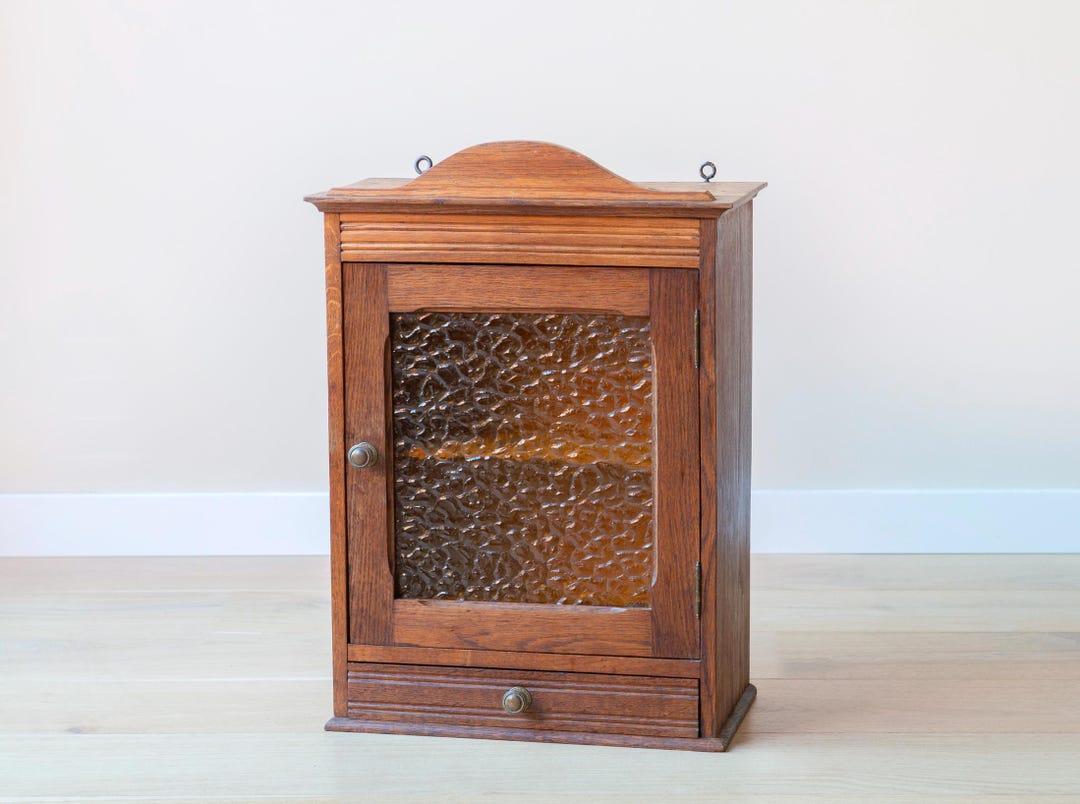 Antique Apothecary Cabinet With Glass Window, Oak Wooden Medicine, Art ...