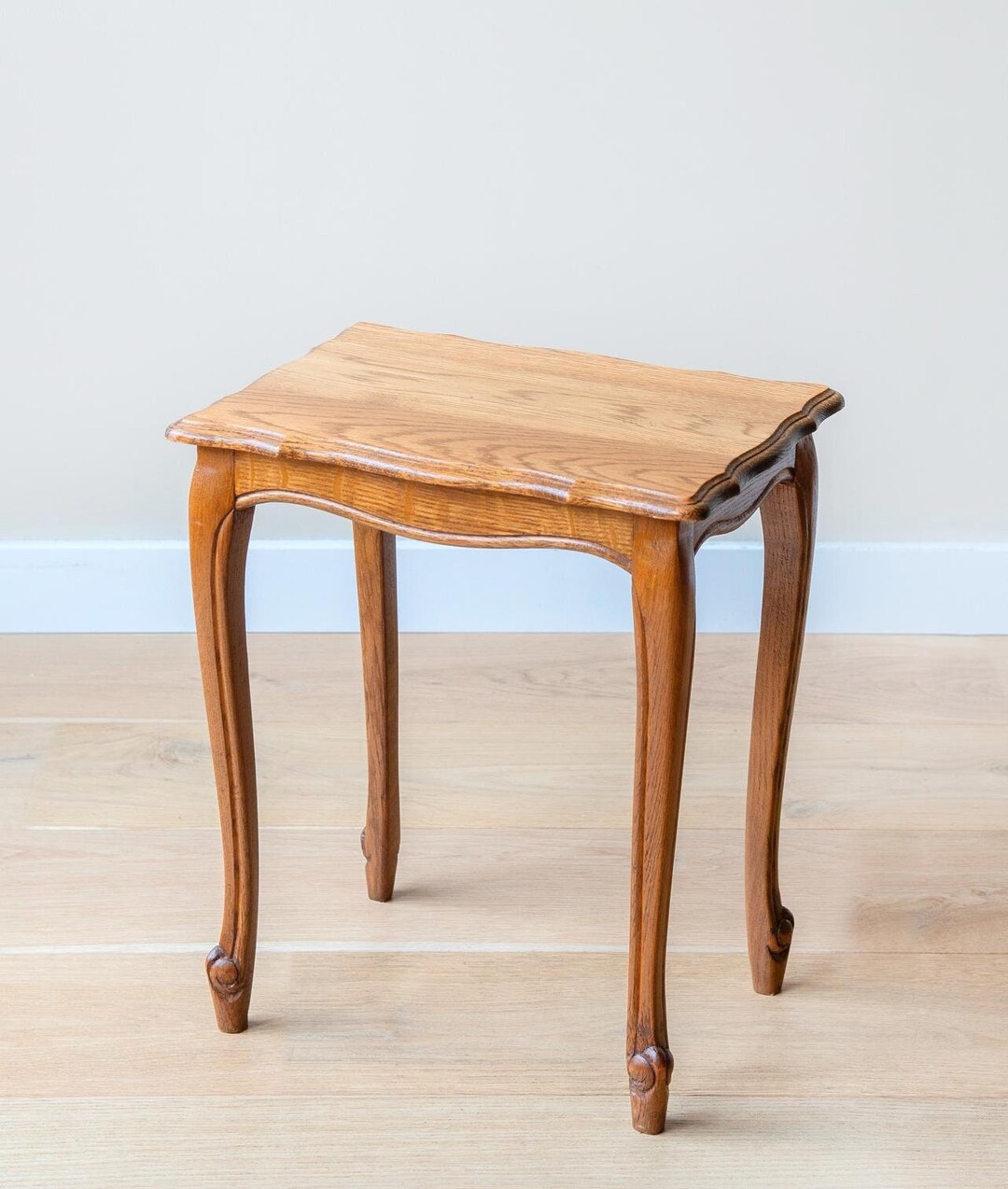 Antique Side Table, Oak Coffee Table With Bend Legs, Wooden Table With ...