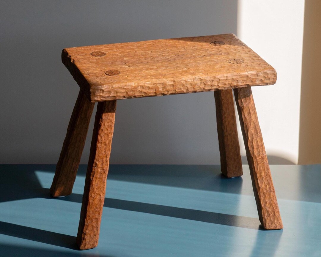 Antique Oak Stool, Wooden Farmers Stool, Hand Carved Plant Stand ...