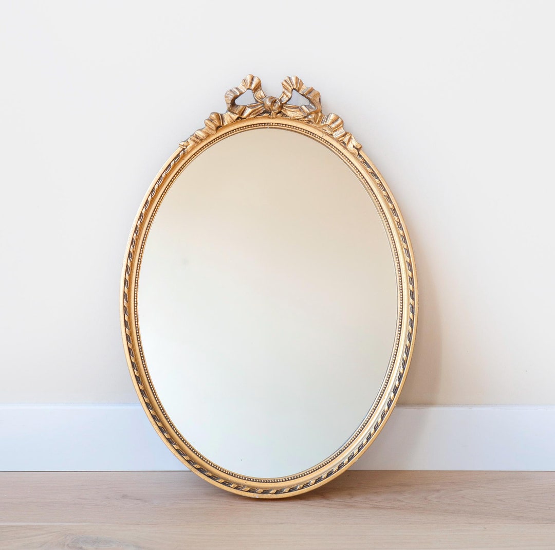 Oval Golden Bow Mirror, Decorative Dutch Mirror, Old Mantle Mirror ...