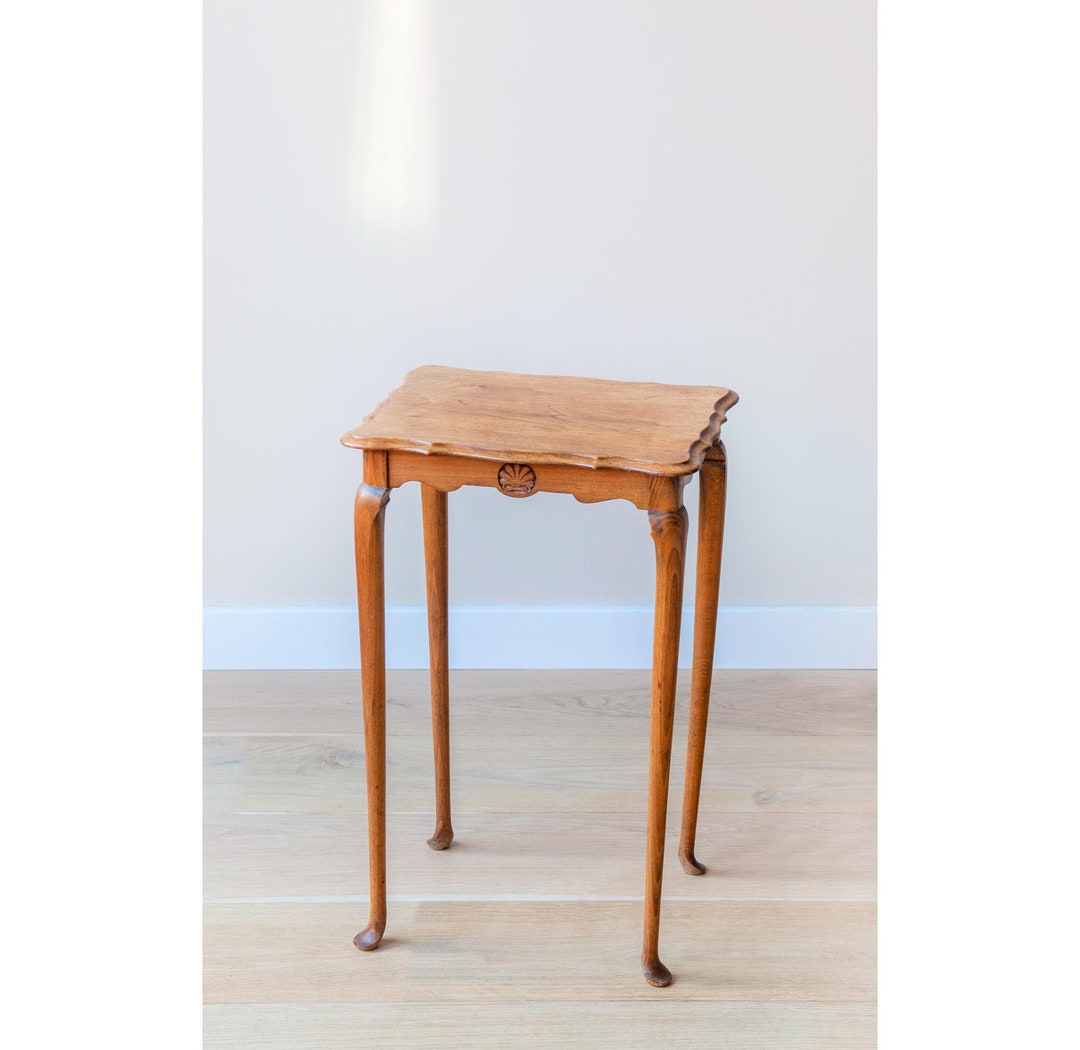 Antique French Side Table, Oak Coffee Table With Bend Legs, Wooden ...