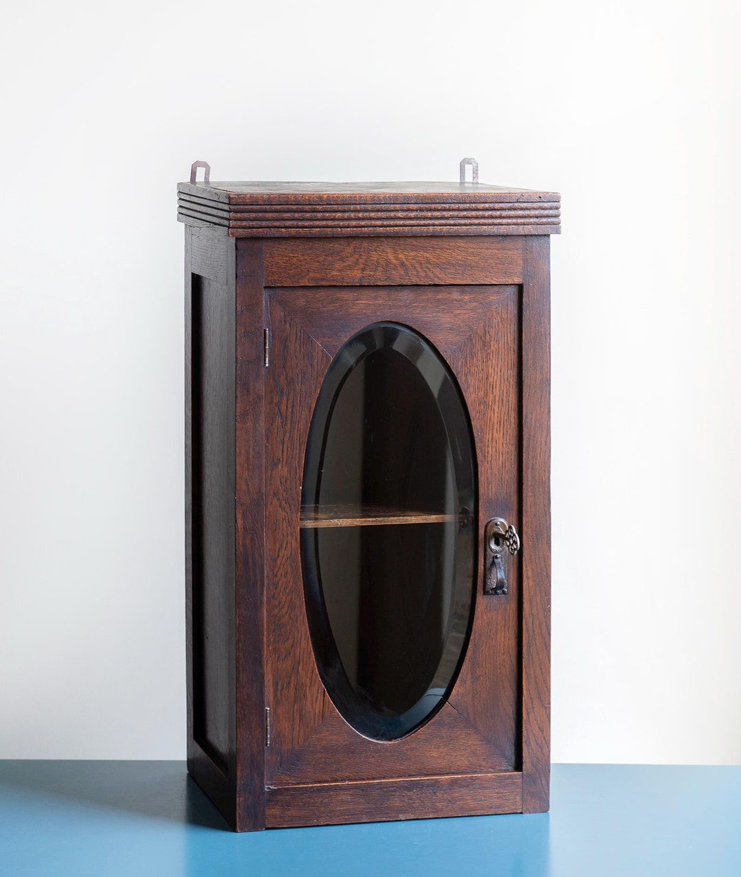 Antique Apothecary Chest With Glass Window, Oak Wooden Display Case ...