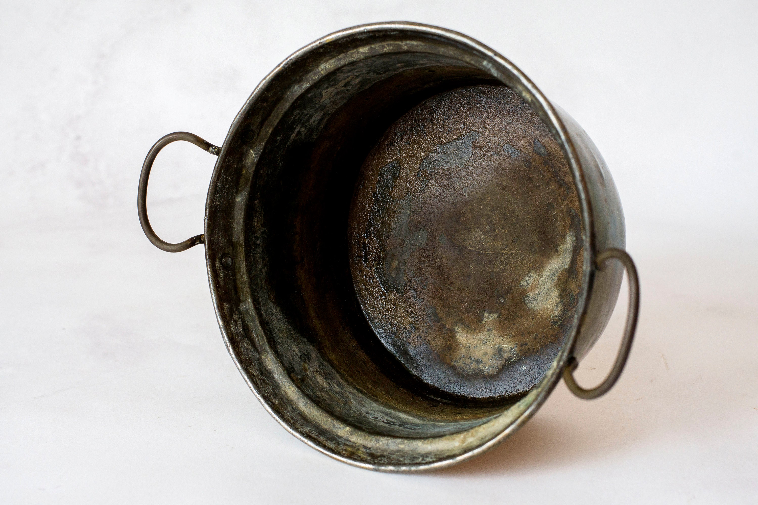 Large Brass Pot With Handles Vintage Planter Gold Kettle Etsy