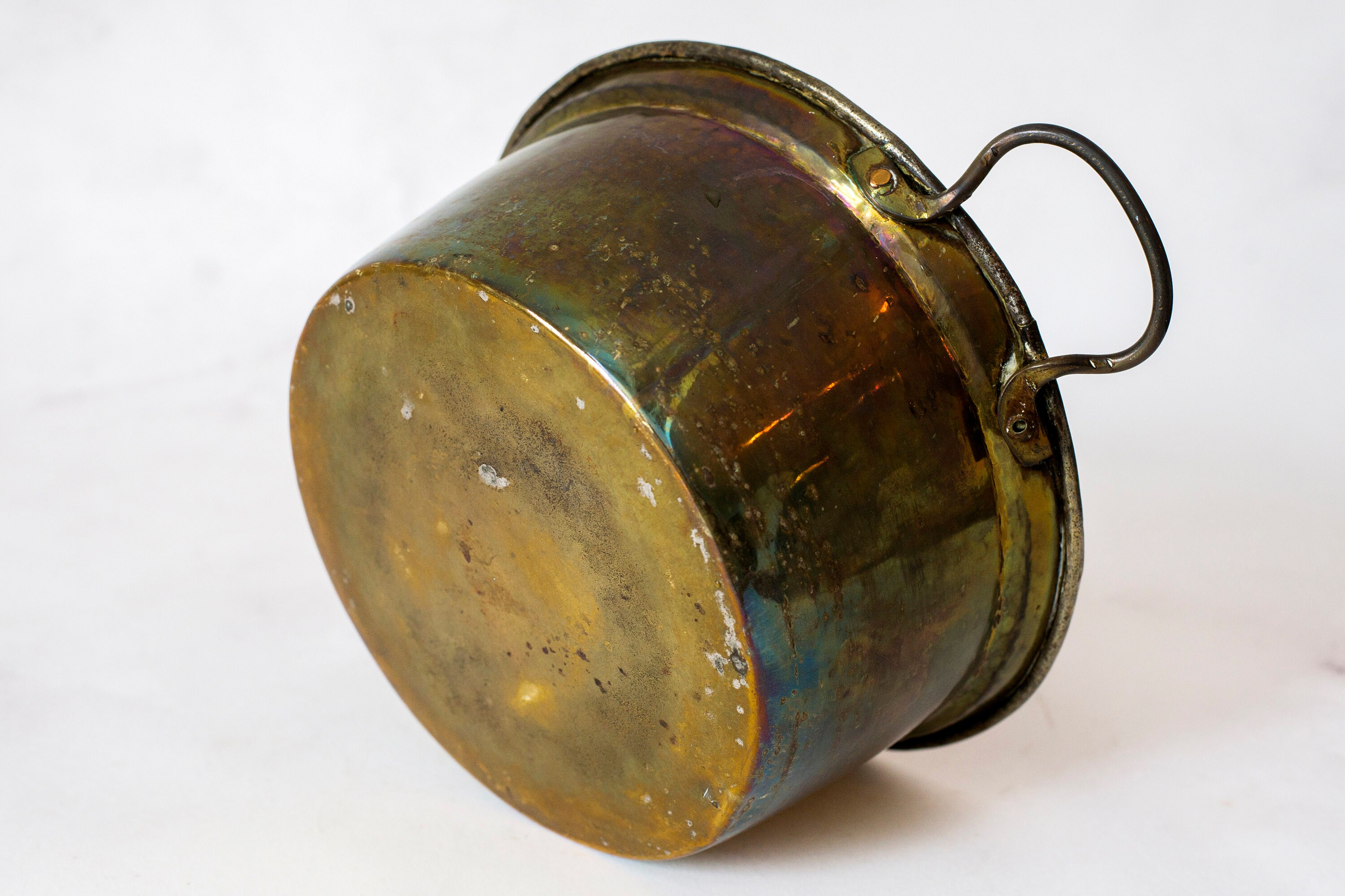 Large Brass Pot With Handles Vintage Planter Gold Kettle Etsy