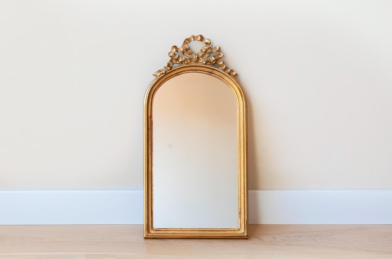 Golden Arch Mirror With Bow, Belgian Wooden Mirror, Deknudt, Baroque ...