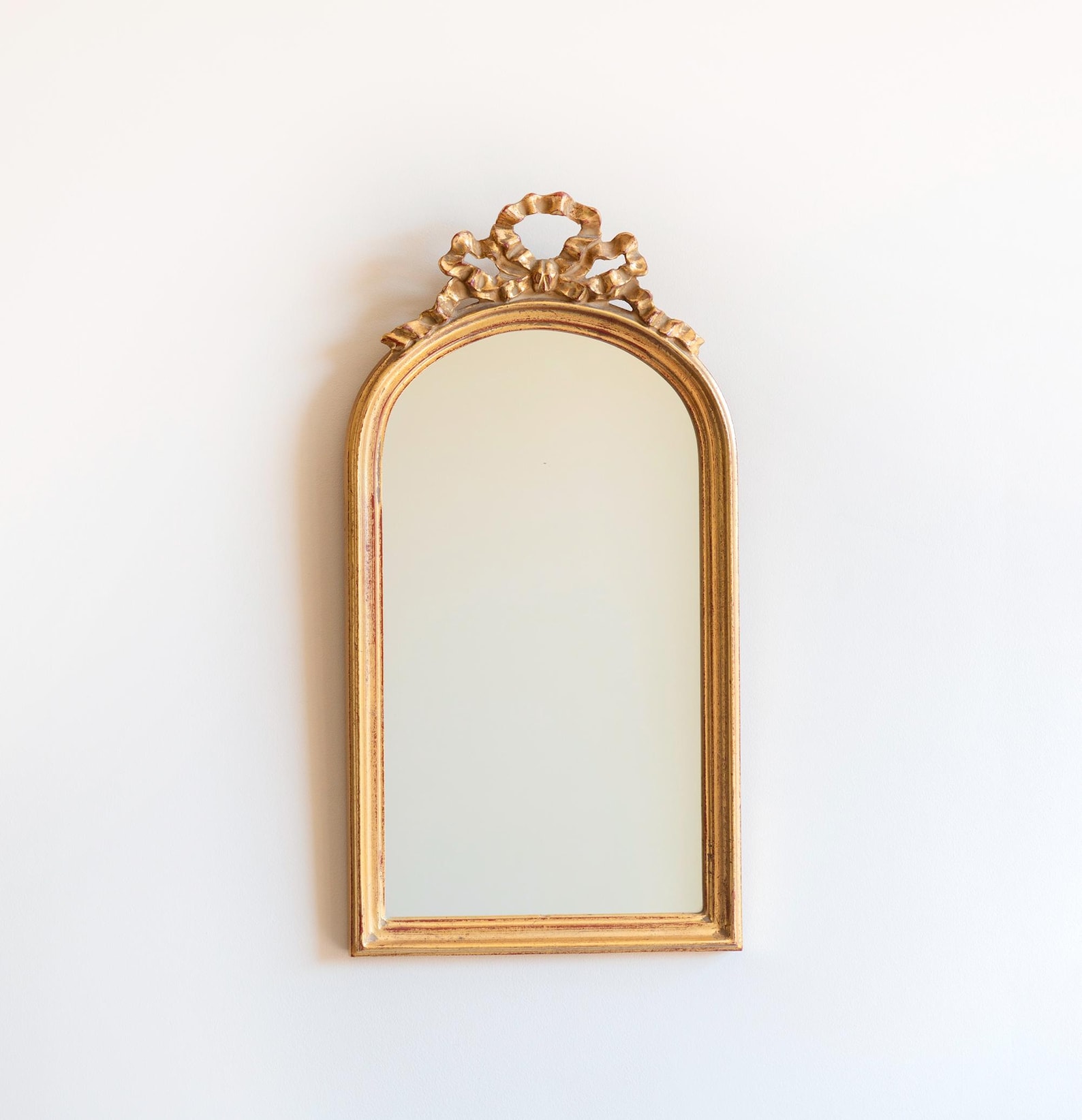 Golden Arch Mirror With Bow, Belgian Wooden Mirror, Deknudt, Baroque ...