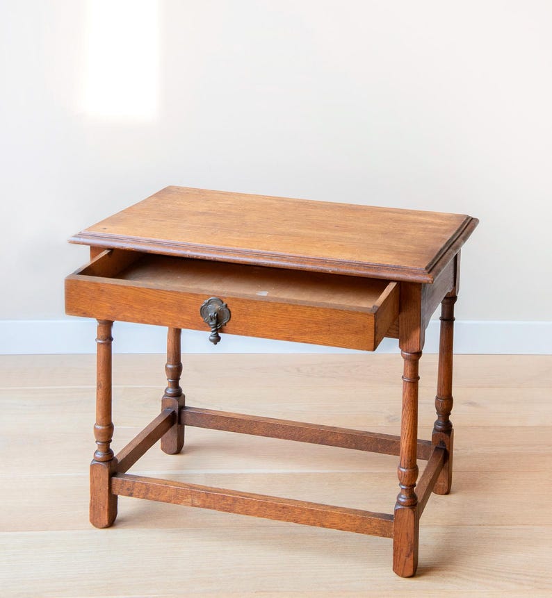 Antique English Oak Side Table – Victorian Hallway Table With Drawer ...