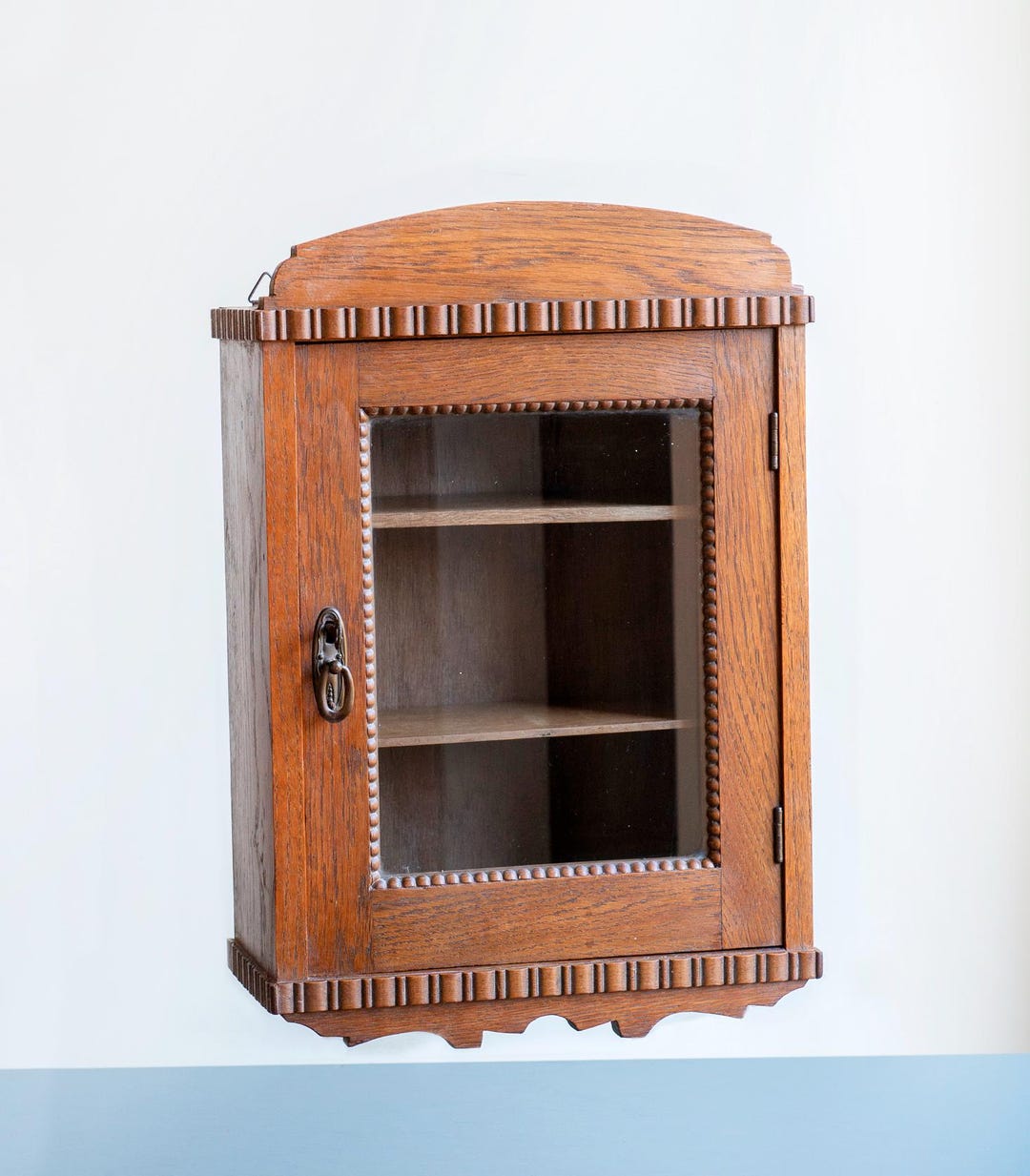 Antique Apothecary Chest With Glass Window, Oak Wooden Display Case ...