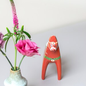 Swedish Dala Horse Statue, Hand Painted Red Figurine, Decorative ...