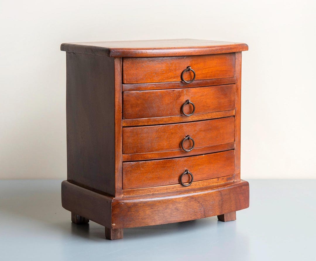 Wood Desktop Cabinet - Old Storage Unit With Four Drawers - Apothecary ...