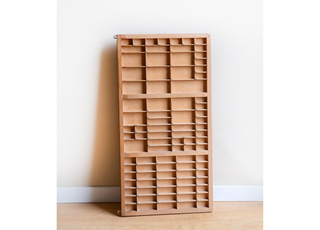 Wooden Letterpress Drawer, Light Brown Printers Tray With Brass Corners ...