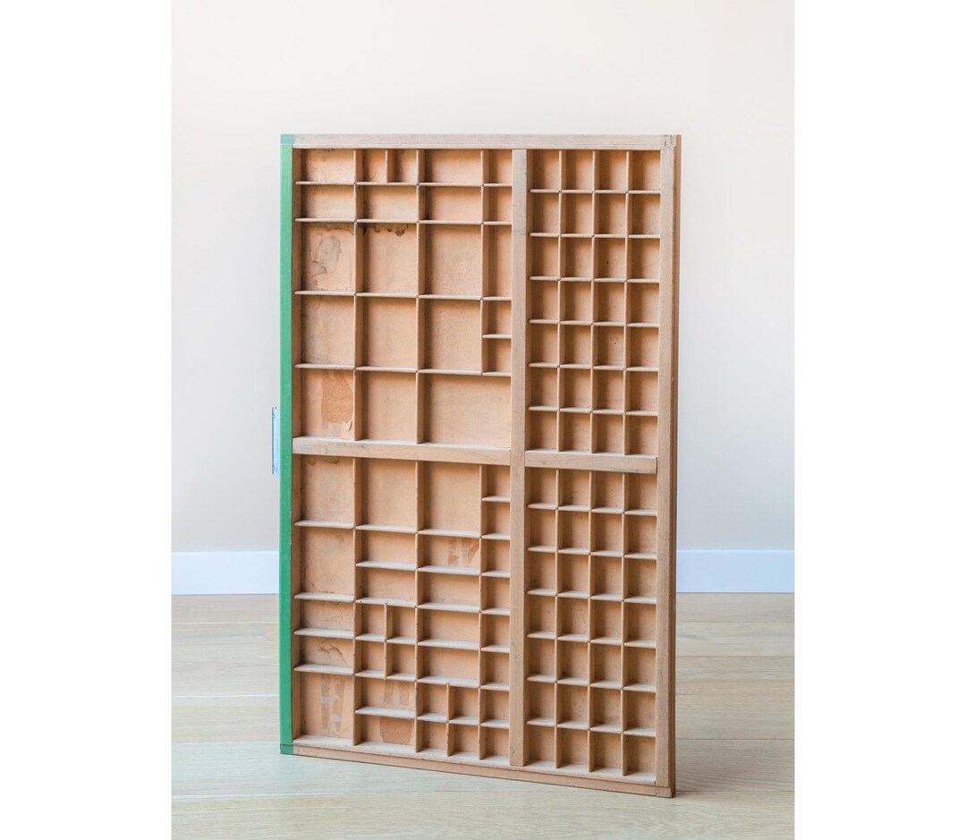 Large Letter Press Tray With Metal Handle, Vintage Wooden Printers Tray ...