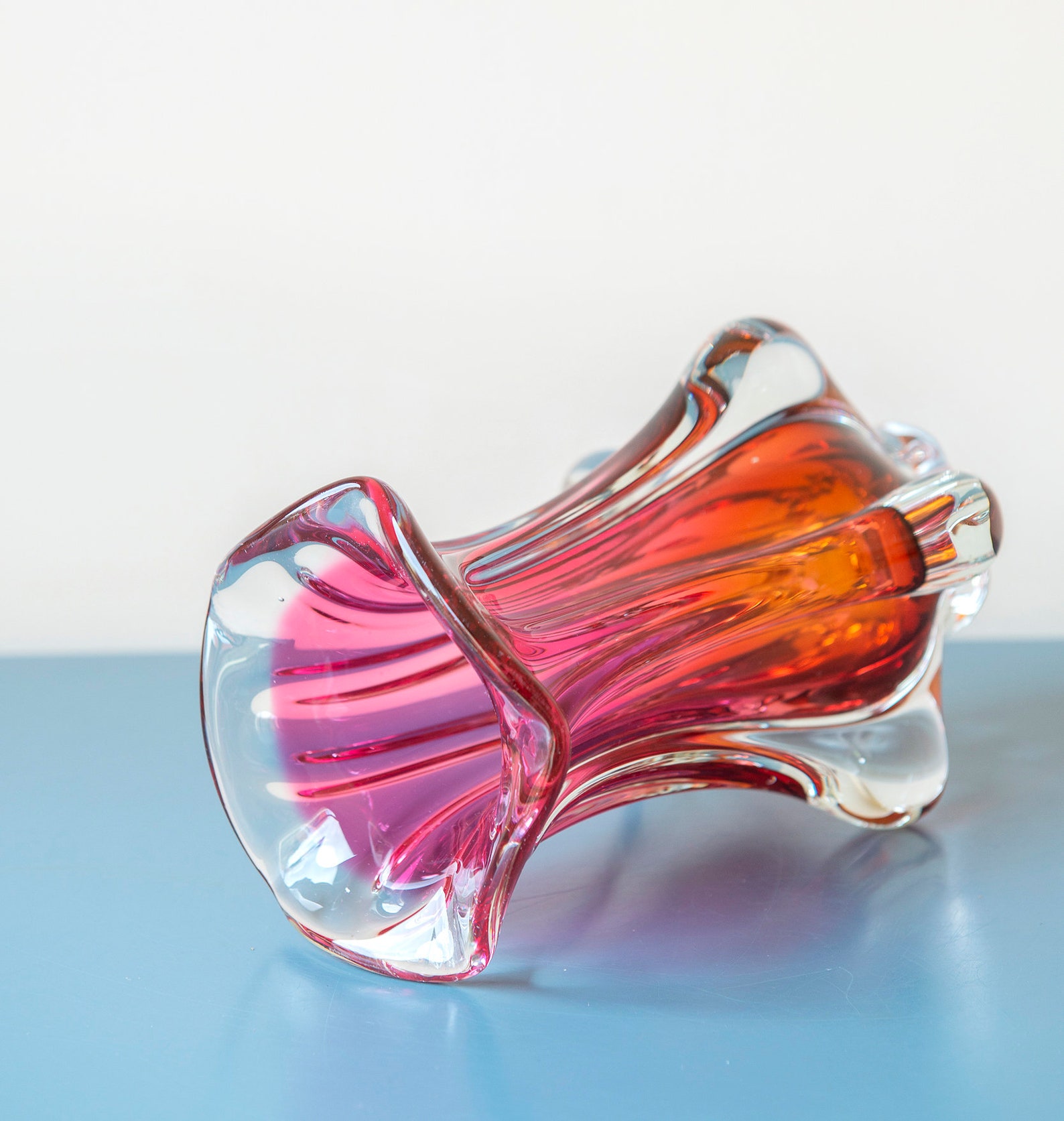 Pink Art Glass Vase by Josef Hospodka, Handblown Czech Flower Vase ...