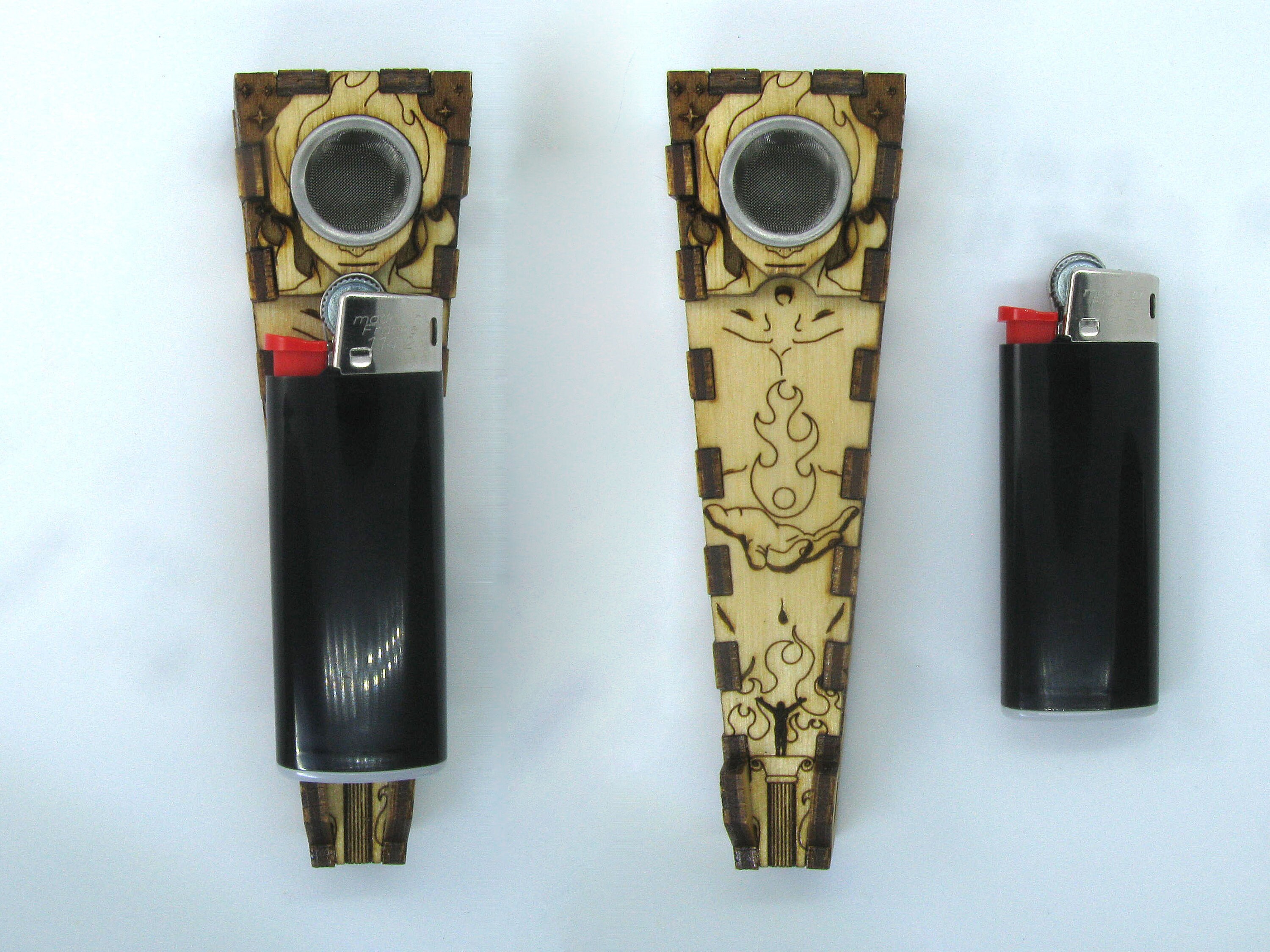 Prometheus Lighter Carrying Laser Cut Wood Smoking Pipe - Etsy