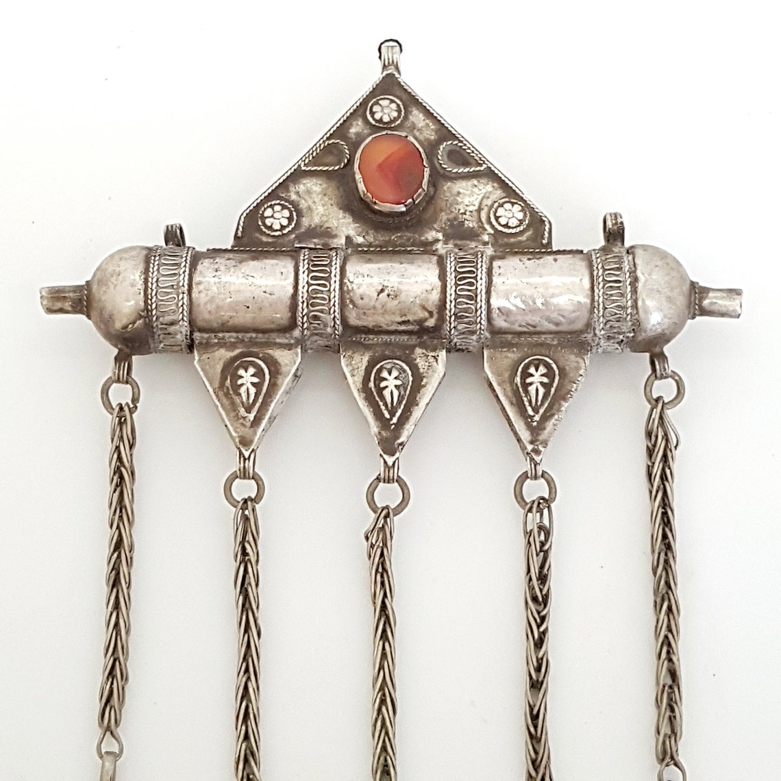 Antique Turkmen Tumar Amulet Holder Silver Carnelian Pendant - Etsy