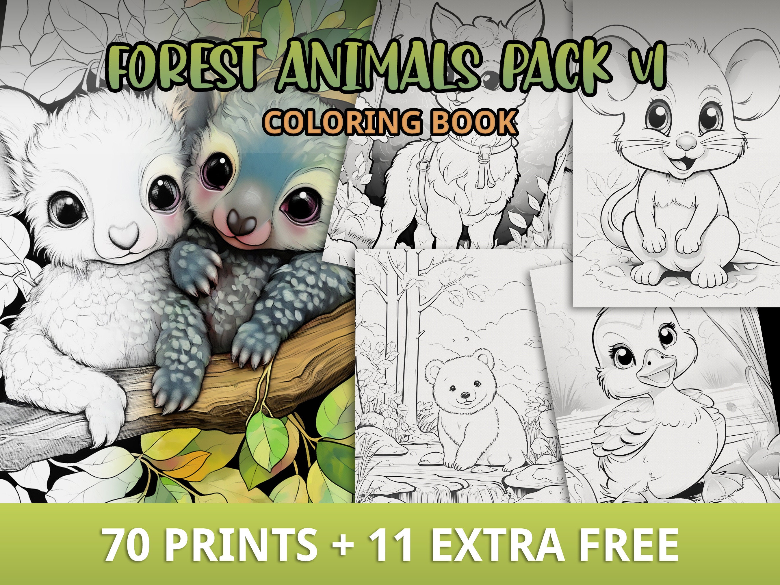 70+ Cute Animal Coloring Pages, Cute Coloring Book, Printable Coloring ...