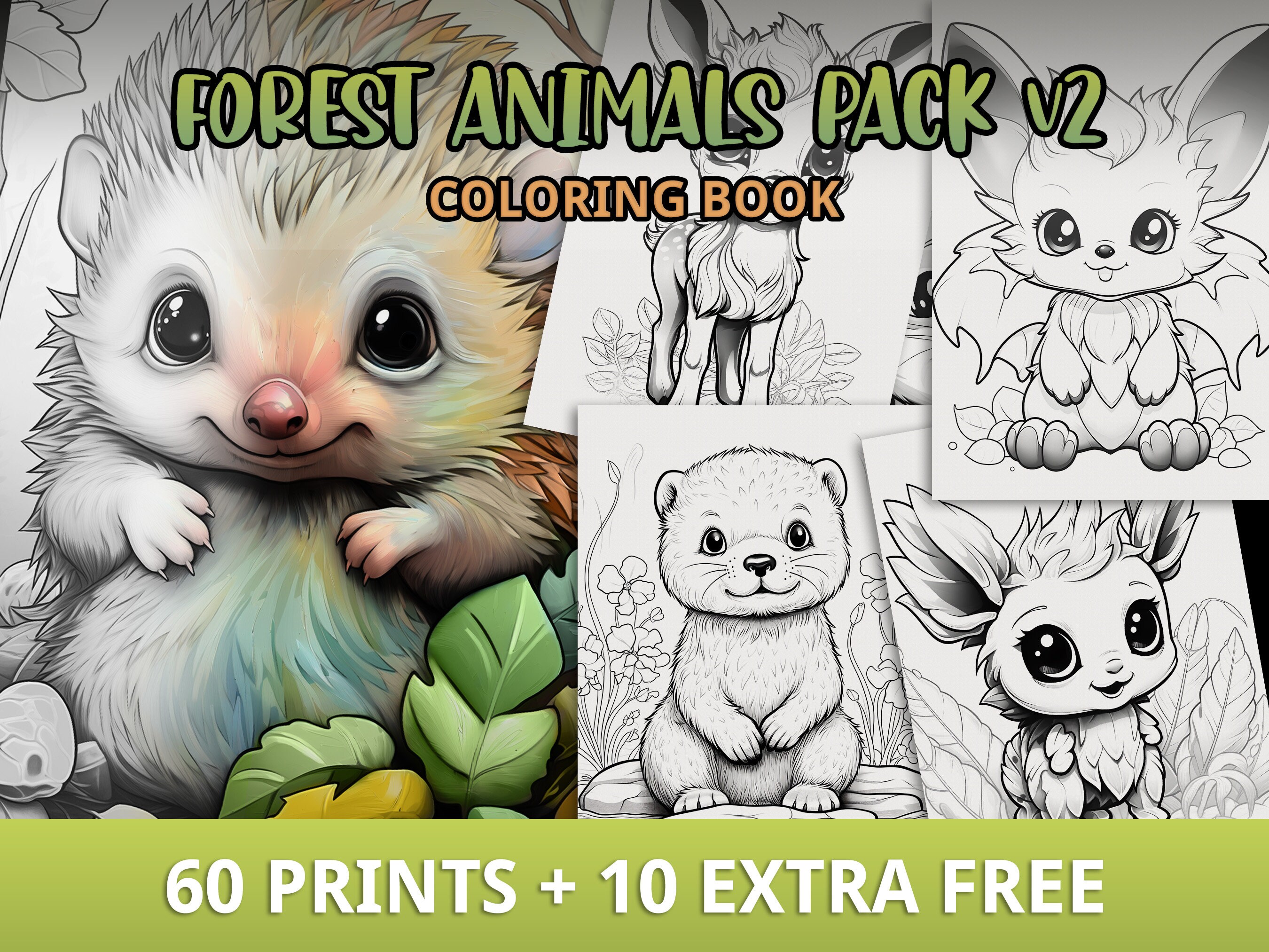 60+ Cute Animal Coloring Pages, Cute Coloring Book, Printable Coloring ...