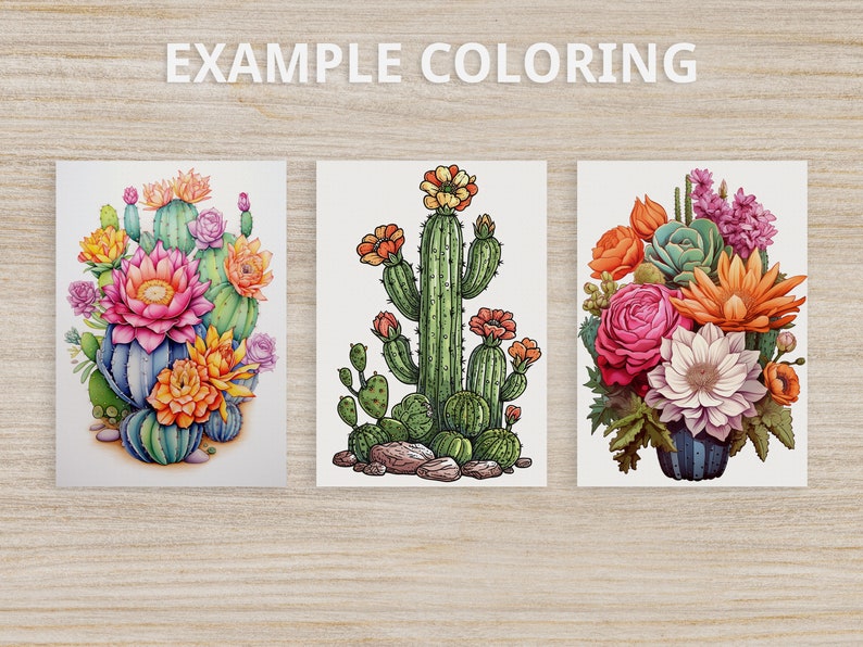 50+ Floral Cactus Coloring Book, Succulent Coloring Pages, Botanical ...
