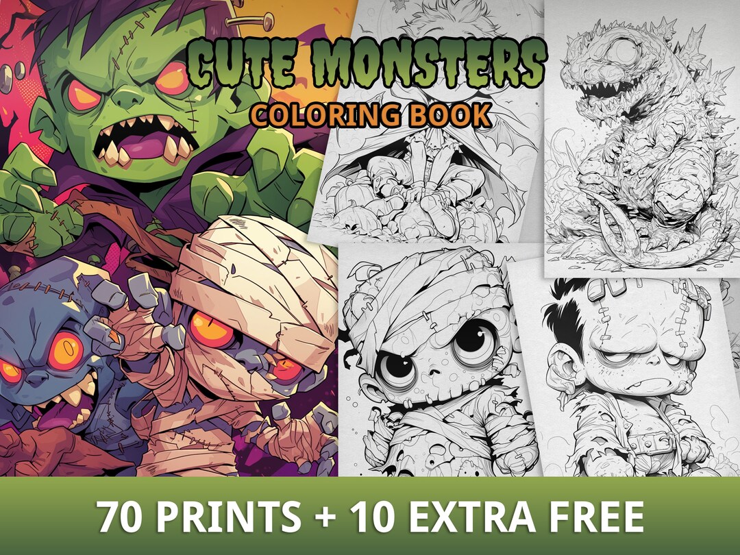 70+ Cute Monsters Coloring Pages, Cartoon Creepy Coloring, Printable ...