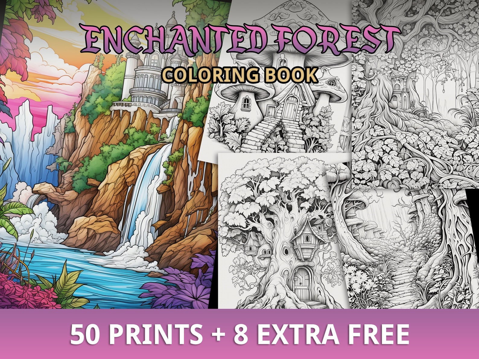 50+ Enchanted Forest Coloring Book, Magical Forest Coloring Pages ...