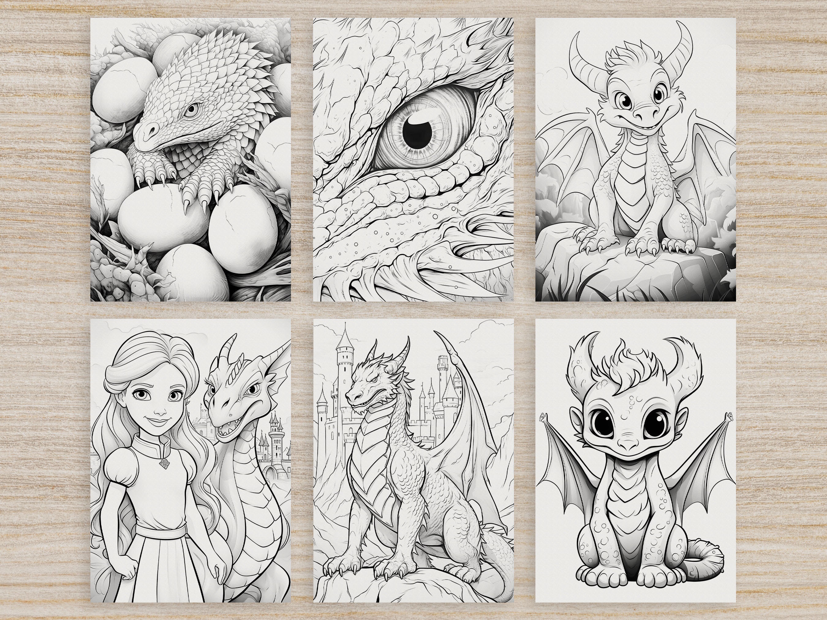 47 Dragon Coloring Book Dragon Coloring Pages Fantasy - Etsy