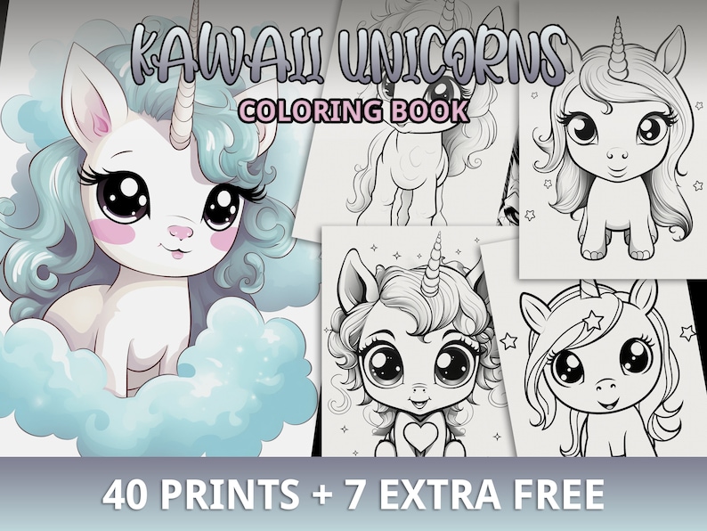 40+ Kawaii Unicorns Coloring Pages, Unicorns Coloring, Kawaii Coloring ...