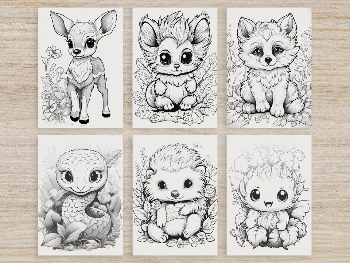 60 Cute Animal Coloring Pages Cute Coloring Book Printable - Etsy