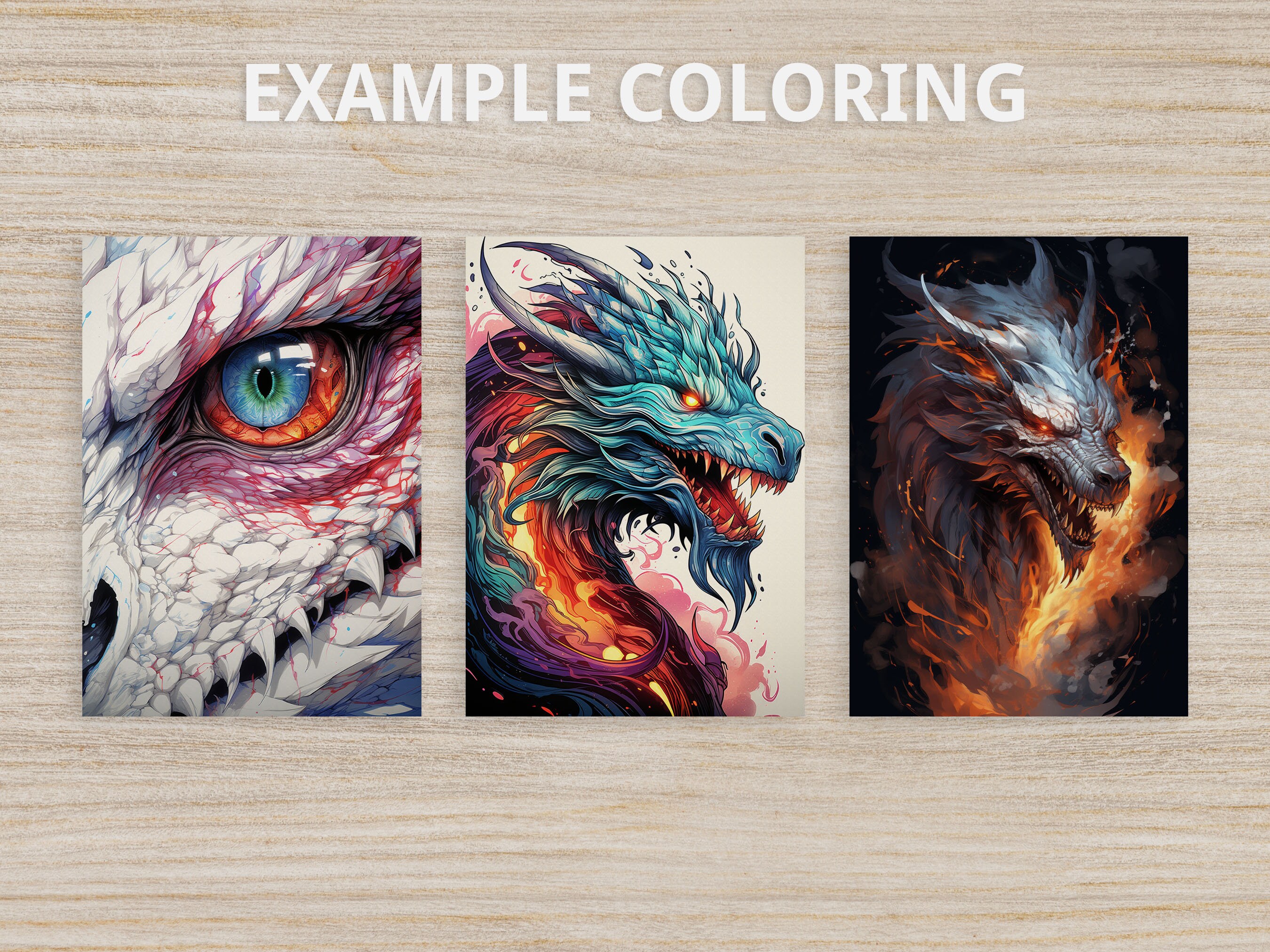 80 Adult Coloring, Instant Download, Art Therapy, Fantasy, Dragon ...