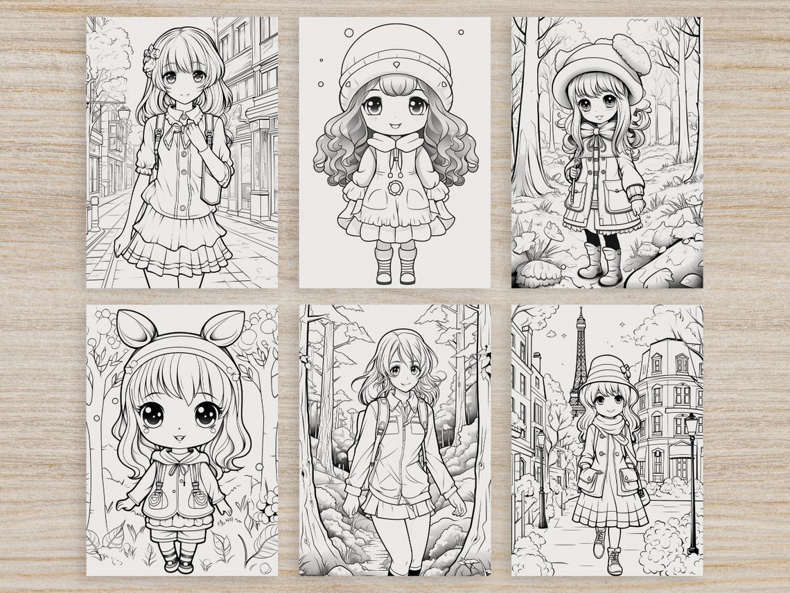 40 Kawaii Girls Coloring Pages, Chibi Girls Coloring, Kawaii Coloring ...