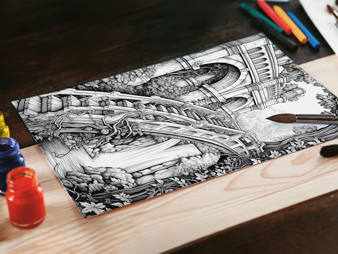 50 Enchanted Forest Coloring Book, Magical Forest Coloring Pages, Relax ...