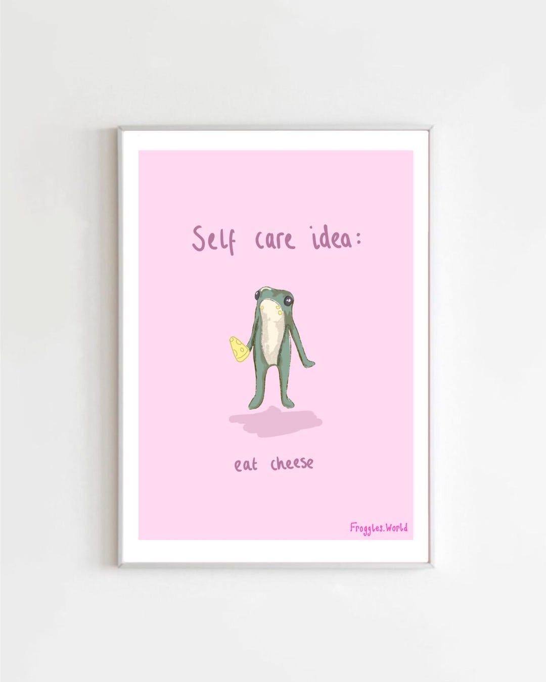 Self Care Idea: Eat Cheese Frog Toad Art Print | A5 A4 A3 A2 - Etsy