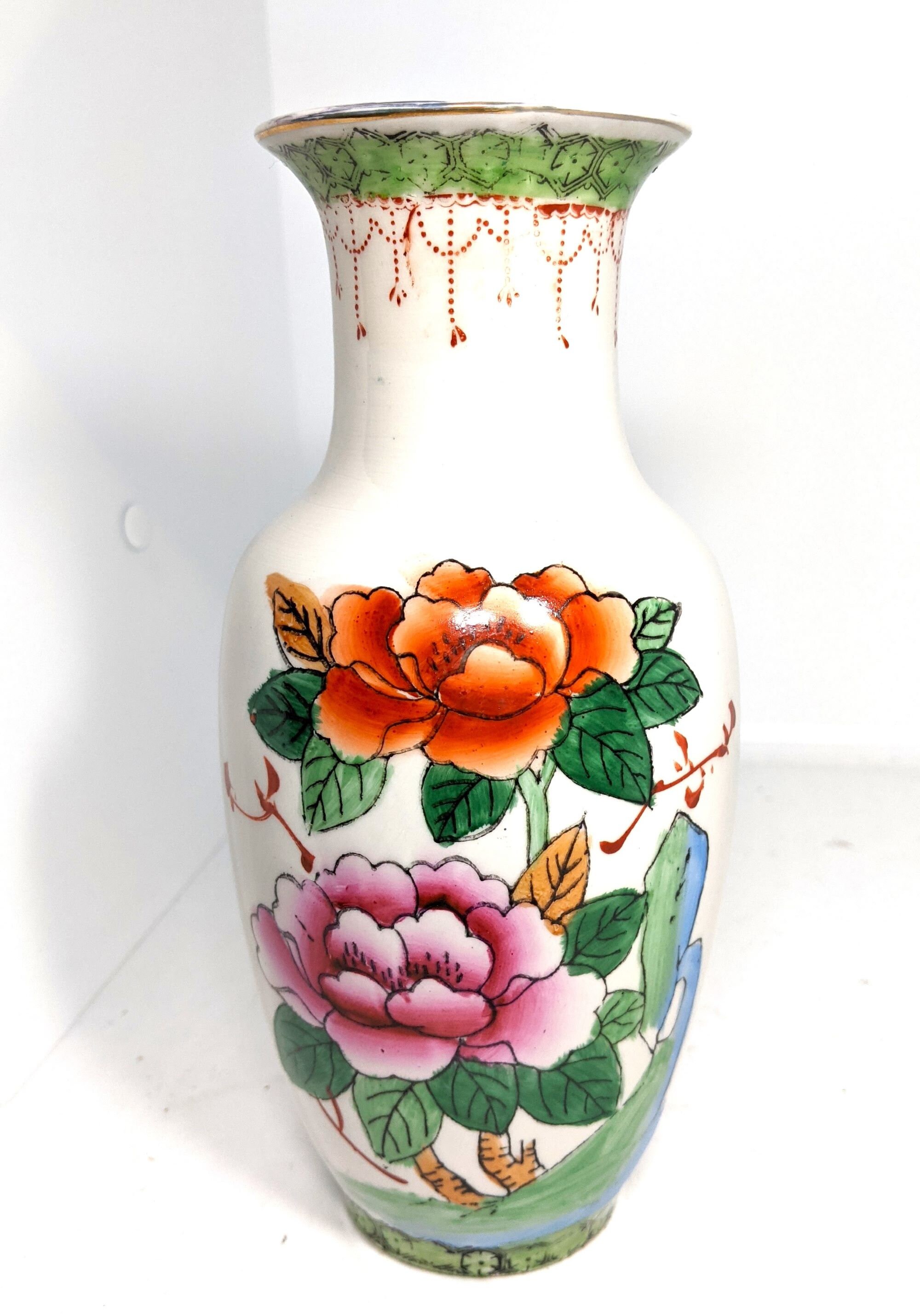 Vintage Hand Painted Bone China Vase - Etsy