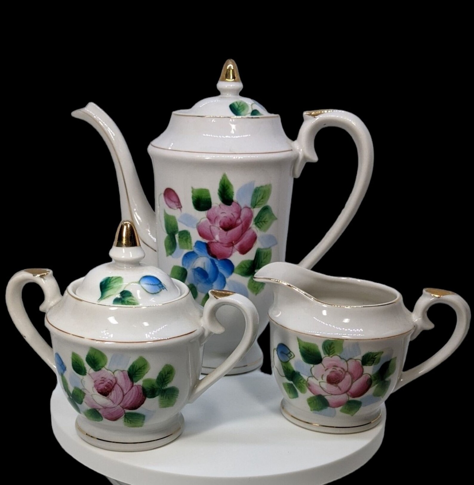 Vintage Nasco Teapot Coffee Pot Sugar Creamer Hand Painted Made in ...