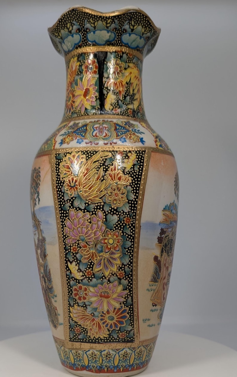 Vintage Satsuma Moriage Geisha Ware Vase - Etsy