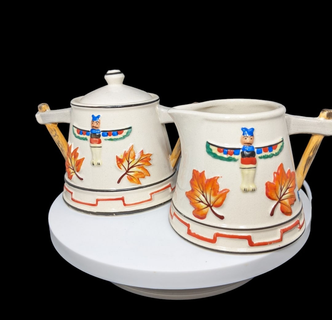 Vintage Sugar Creamer Set Western Totem Shafford China *rare Find* - Etsy