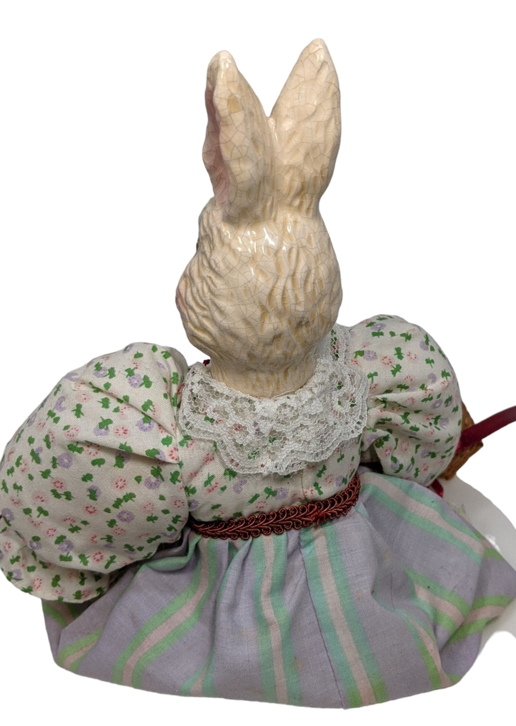 VINTAGE Daisy Kingdom Porcelain Head Rabbit Bunny Fabric Doll Shelf ...