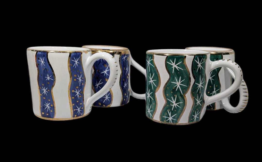 Vintage Starbucks Sberna Deruta Holiday Snowflake Mugs S/4 as Is - Etsy