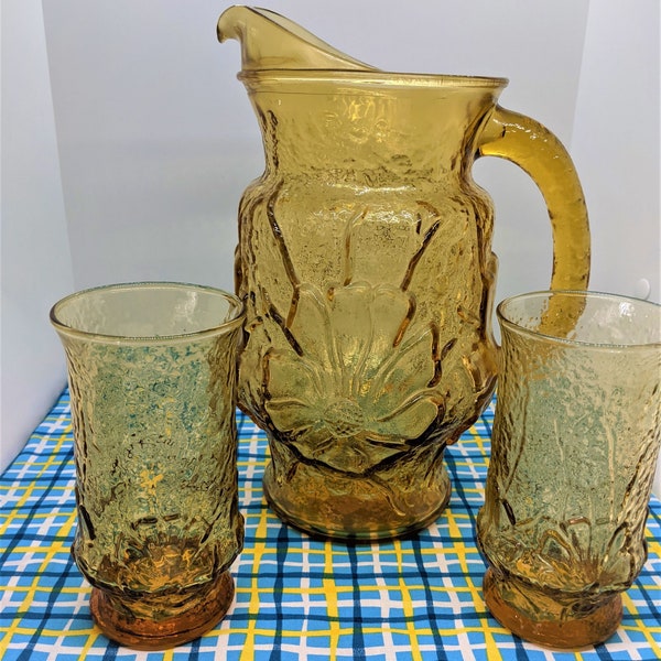 1970s Anchor Hocking Pitcher and Glasses - Etsy