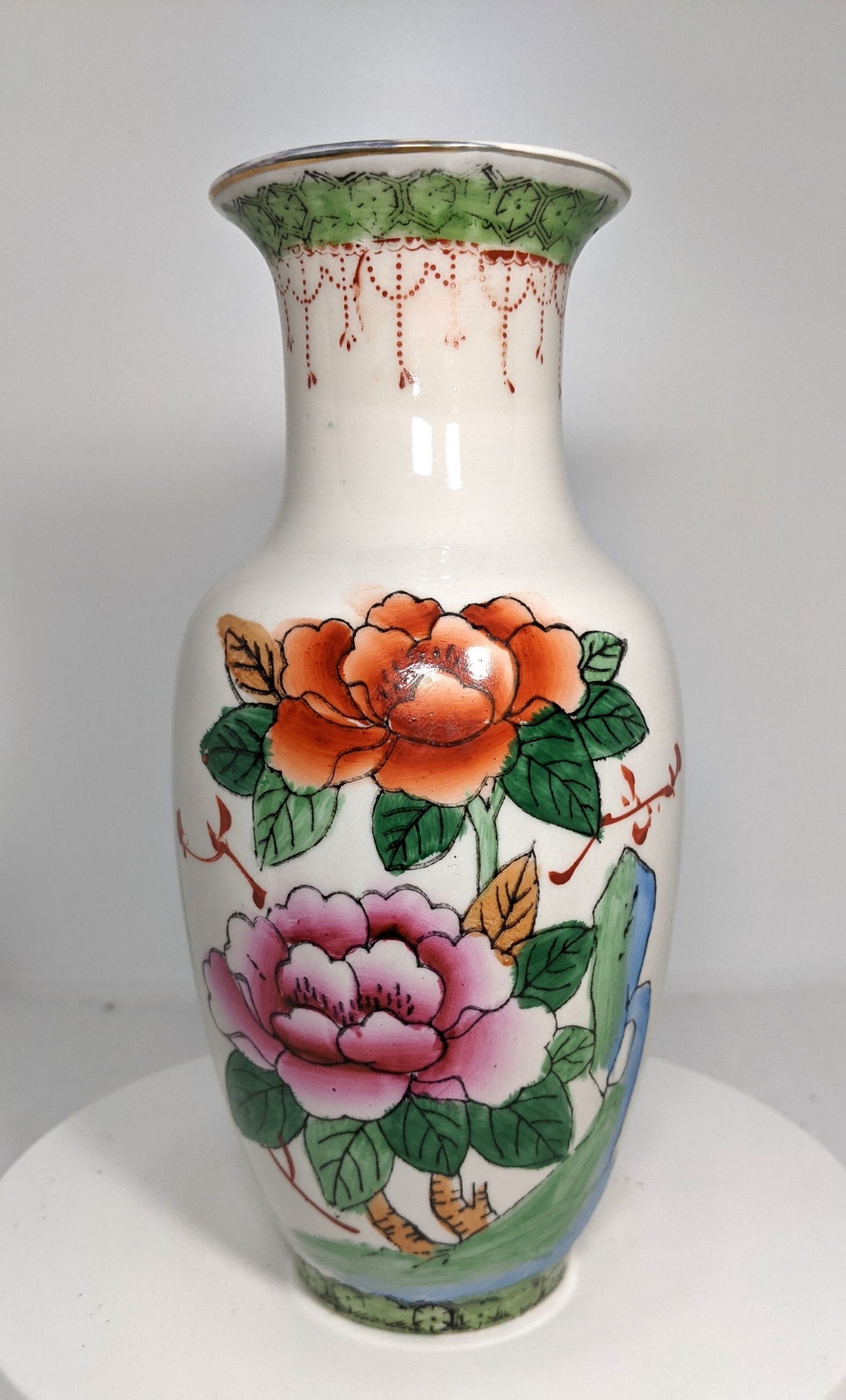 Vintage Hand Painted Bone China Vase - Etsy