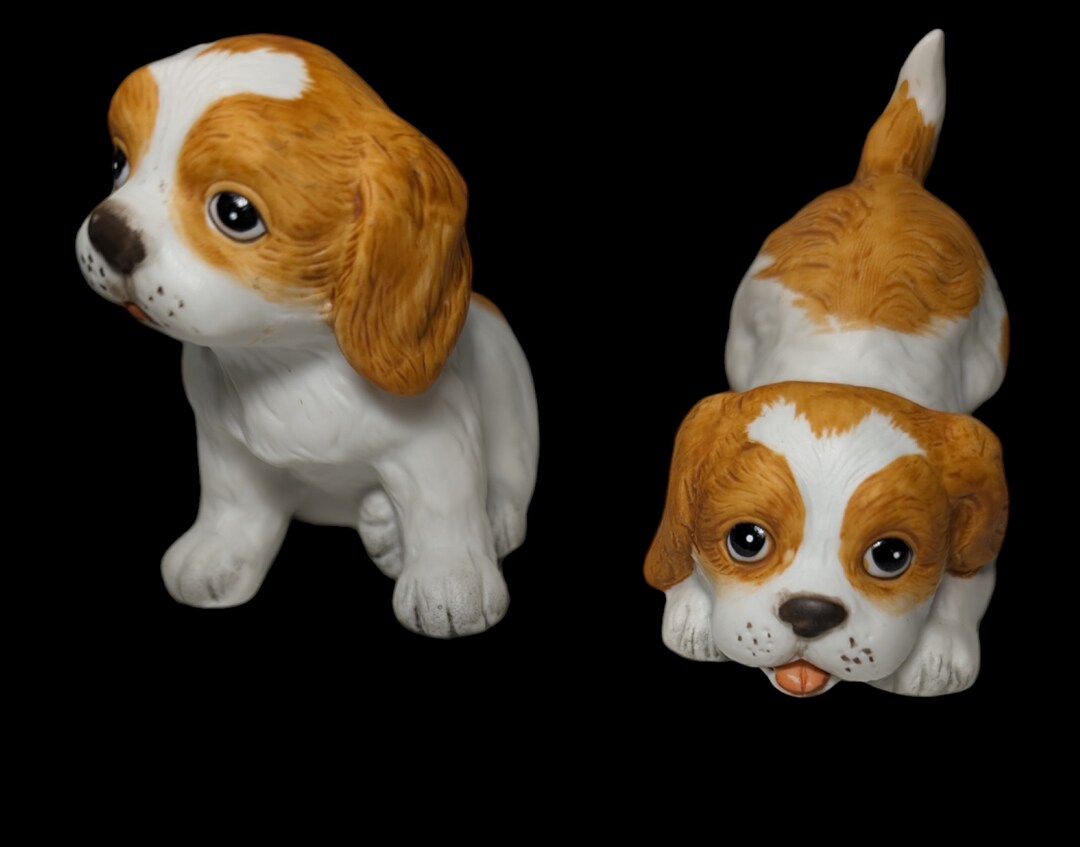 Vintage Homco Beagle Puppies Porcelain Hand Painted Figurines Set of 2 ...
