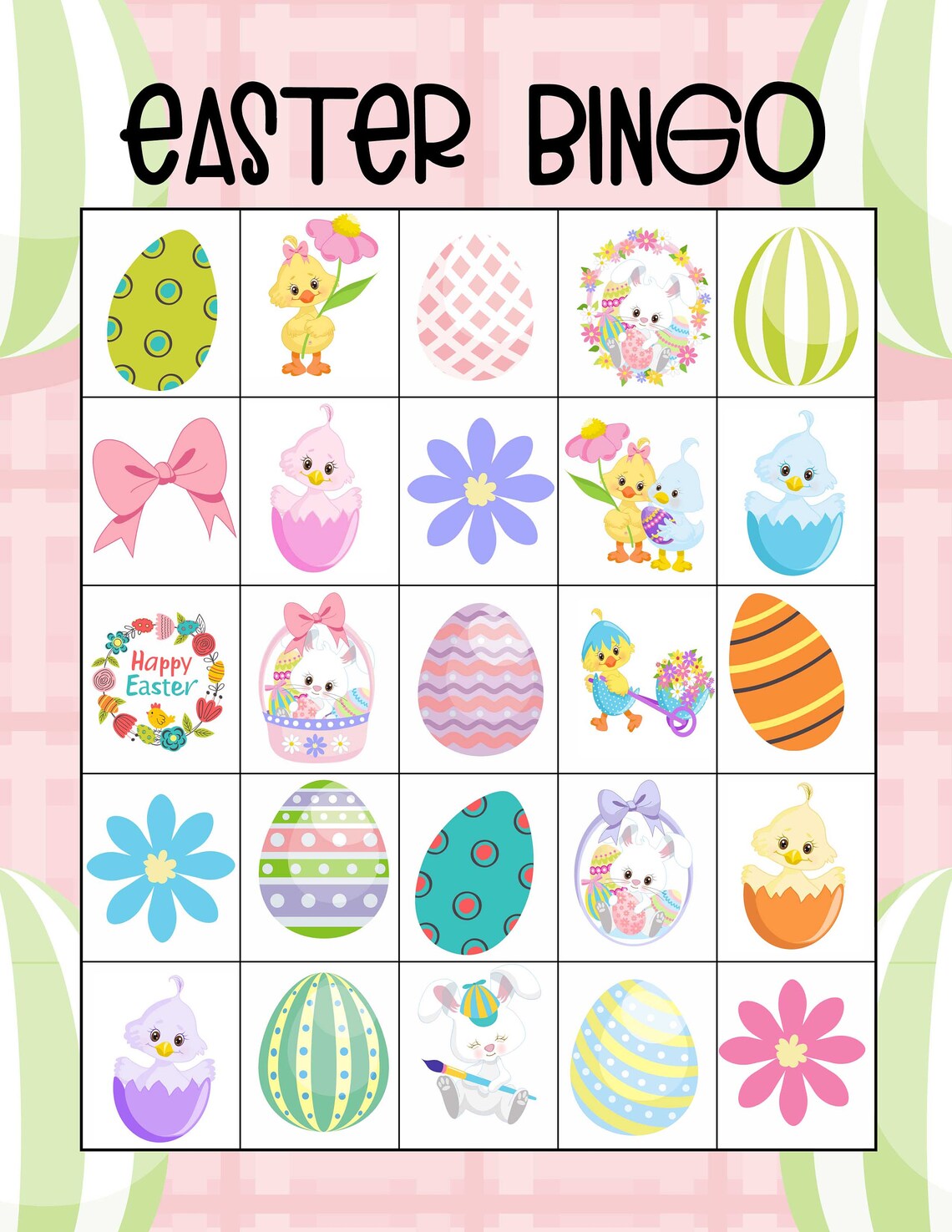 Printable Easter Bingo Game Cards for 20 | Easter Party Games | Easter ...