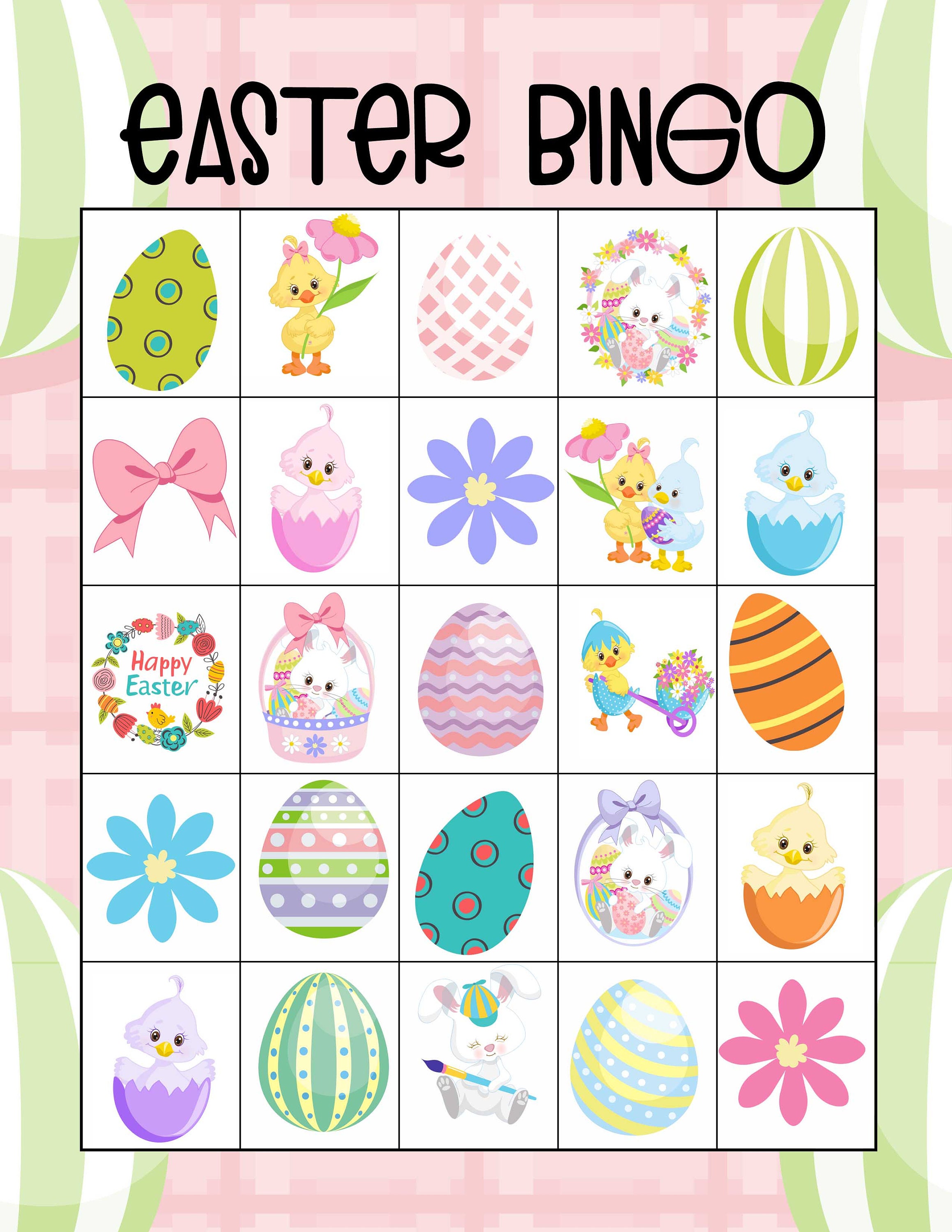 Printable Easter Bingo Game Cards for 20 Easter Party Games Easter ...
