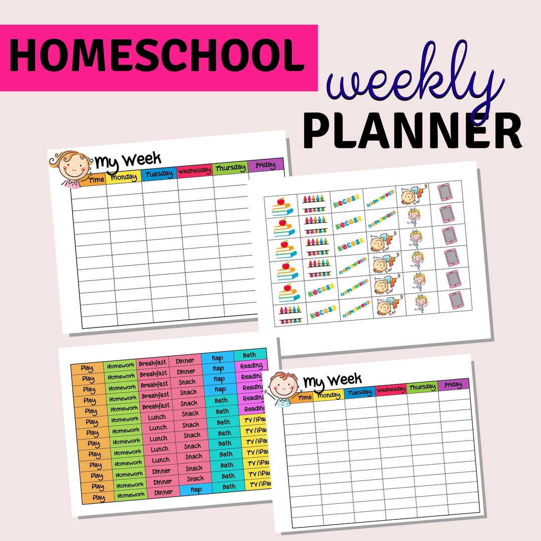 Homeschool Weekly Activity Planner for Kids | Cute Weekly Planner for ...