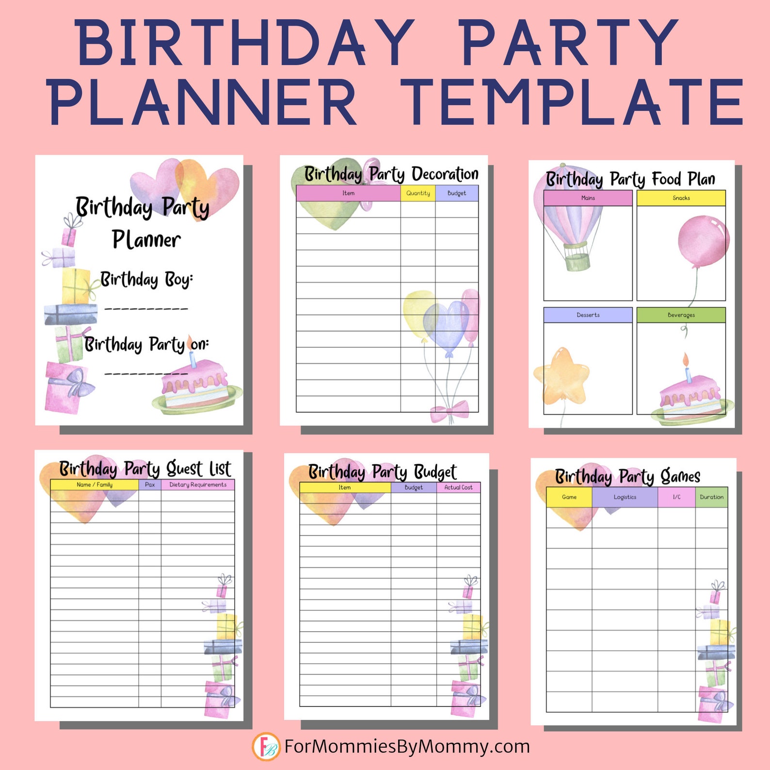 Printable Birthday Party Planner Etsy España