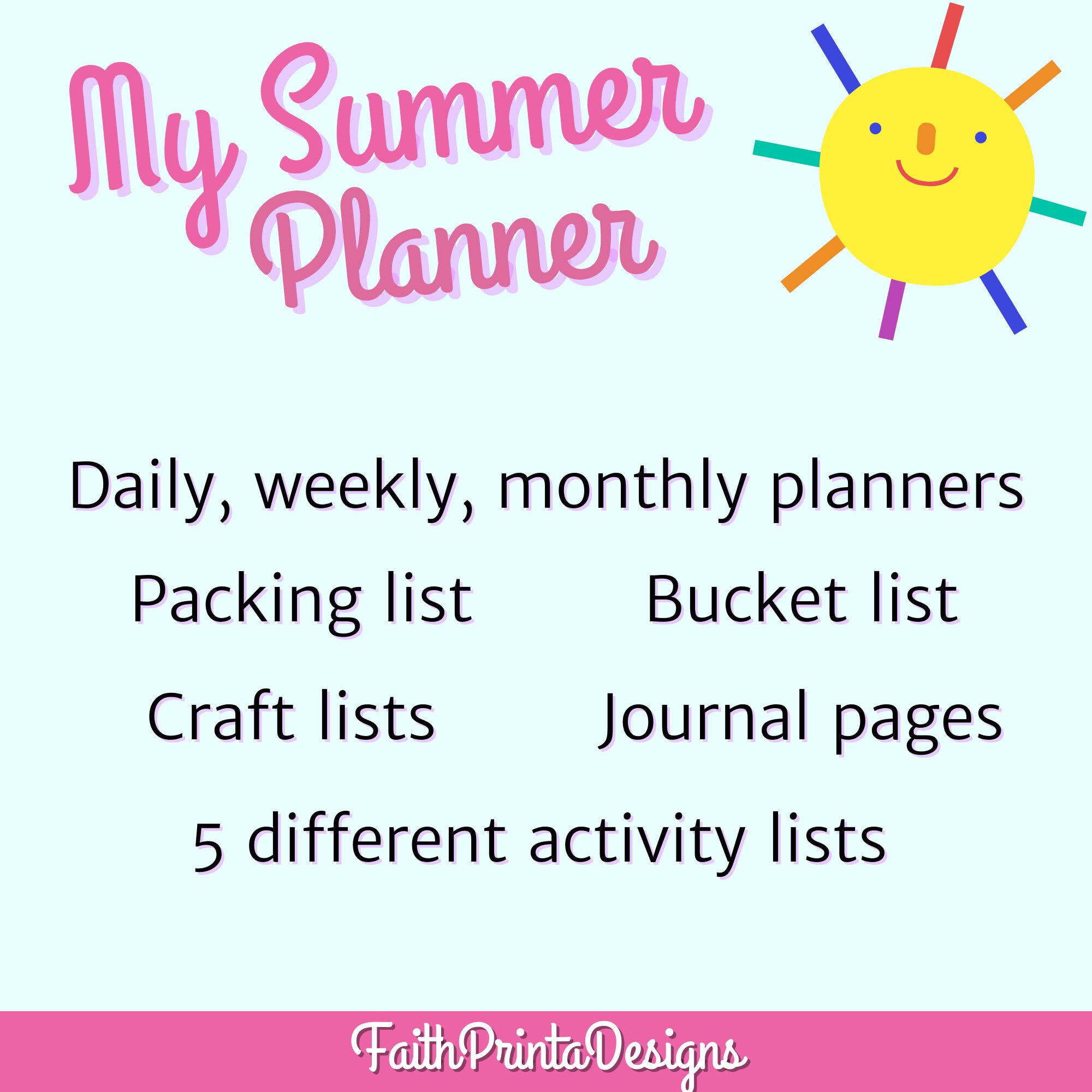 Printable Summer Planner for Kids | Summer Journal | Summer Activities ...